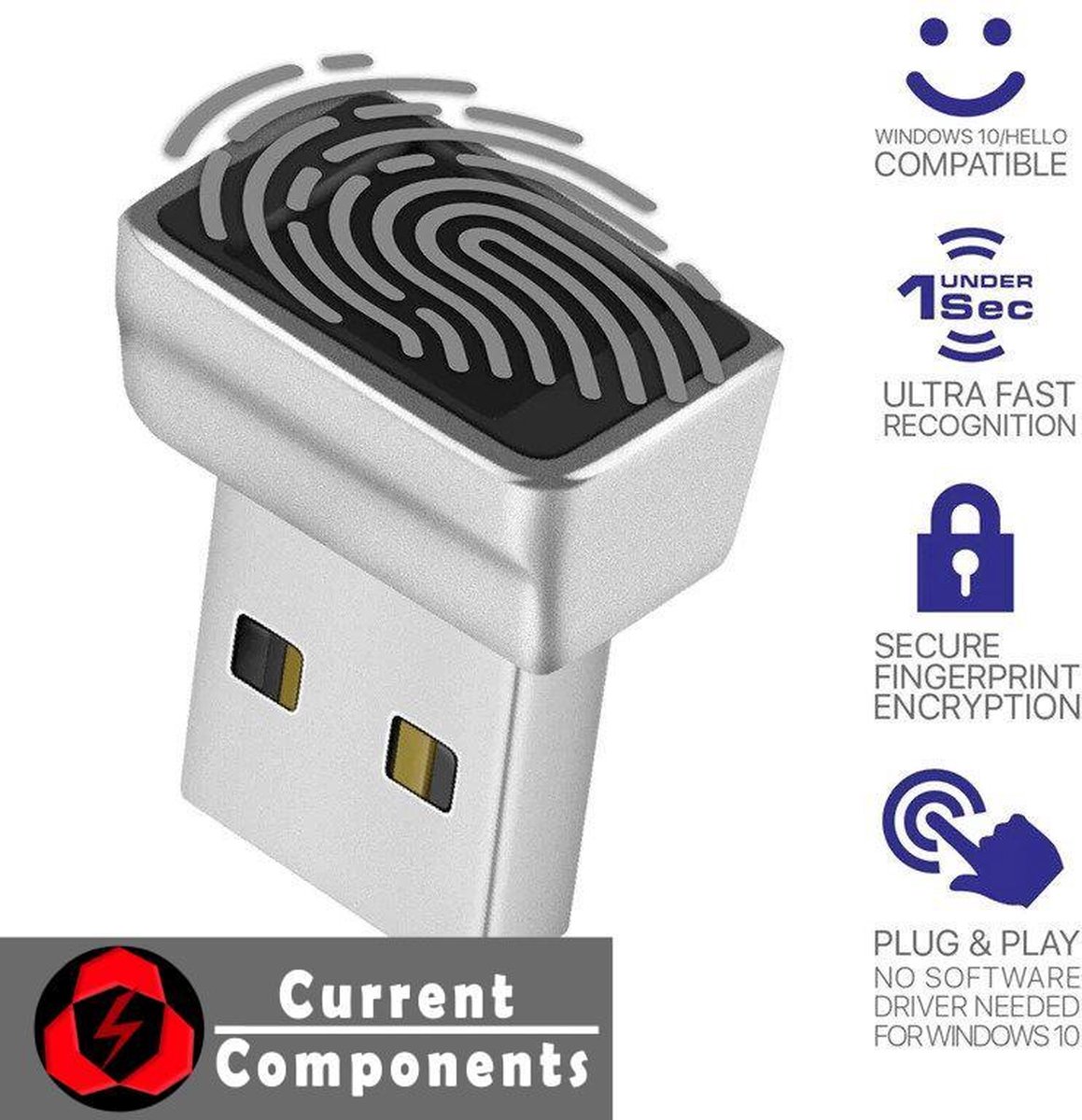 Current Compontens - Windows Hello - USB Vingerafdruk lezer / Fingerprint scanner -... | bol