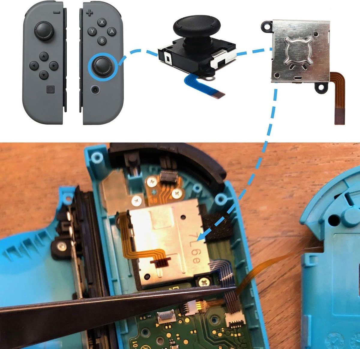 3D Analog Joystick Joy-Con Replacement Left/Right Repair Kit Thumb ...