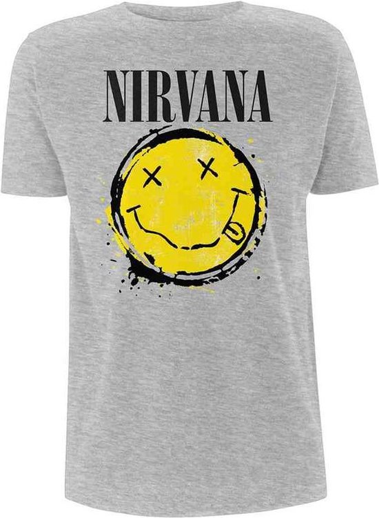 Nirvana Heren Tshirt -XL- Smiley Splat Grijs | bol.com