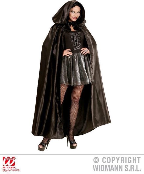 "Zwarte cape met satijn effect voor volwassenen - Verkleedattribuut ...