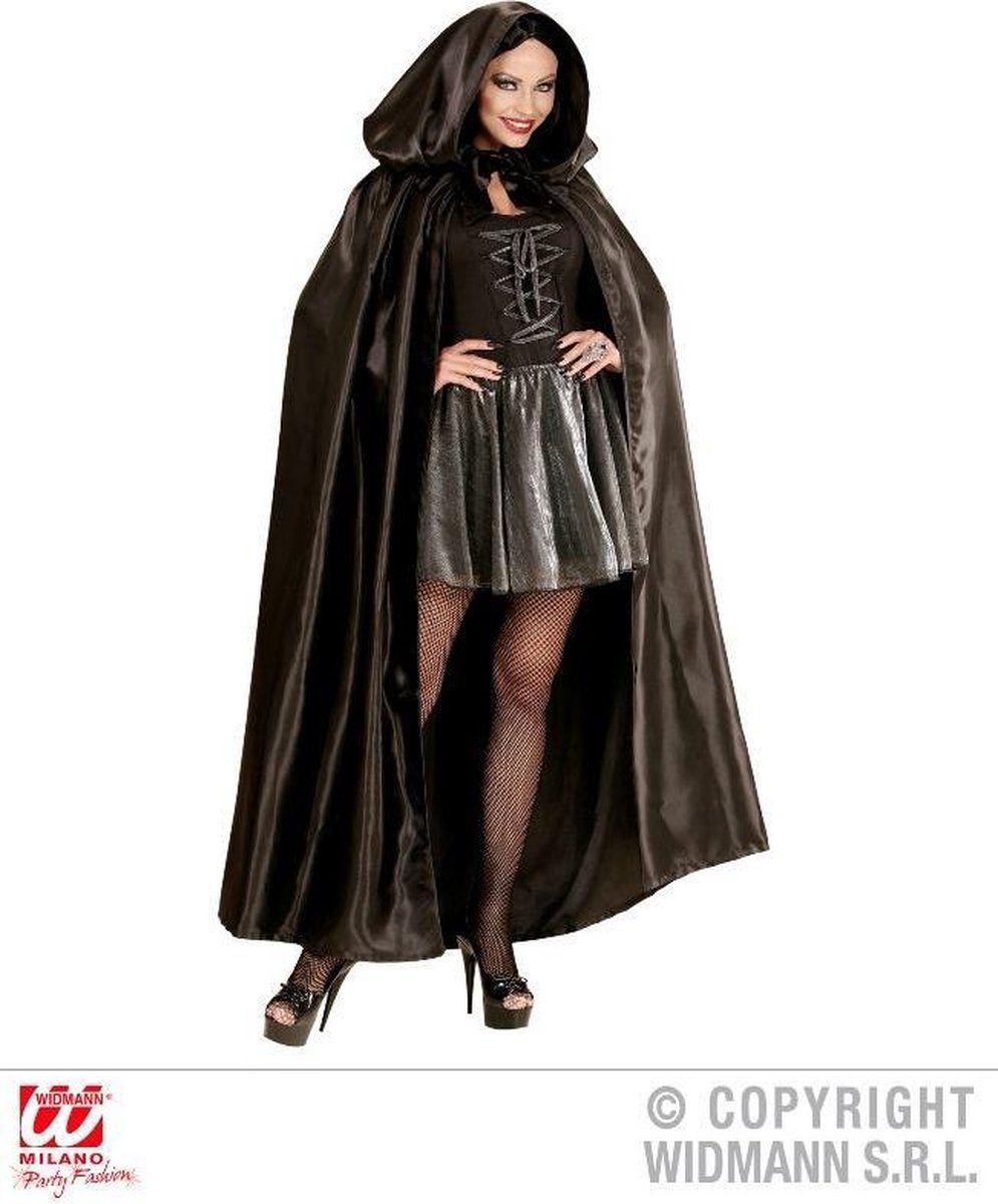 "Zwarte cape met satijn effect voor volwassenen - Verkleedattribuut ...