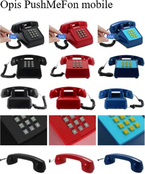 OPIS Push-Me-Fon 2G MOBILE Retro Vaste Telefoon met SIM - Druktoets ...