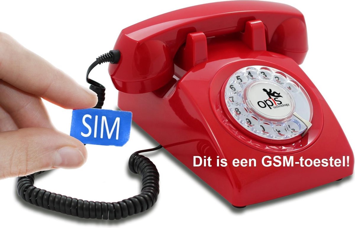 OPIS 60's MOBILE Retro Vaste Telefoon met SIM - Draaischijf - Rood ...