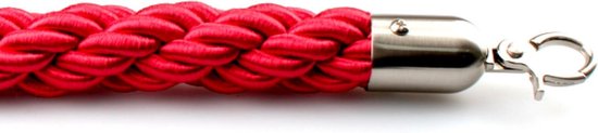 Koord voor afzetpaal | Rood - 150cm | Gedraaid | Sluiting: Geborsteld ...