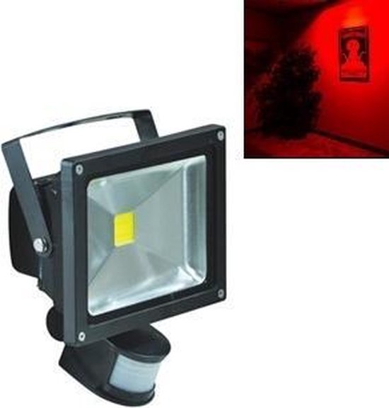 LED Bouwlamp / Schijnwerper Rood - 30W - Bewegingssensor | bol