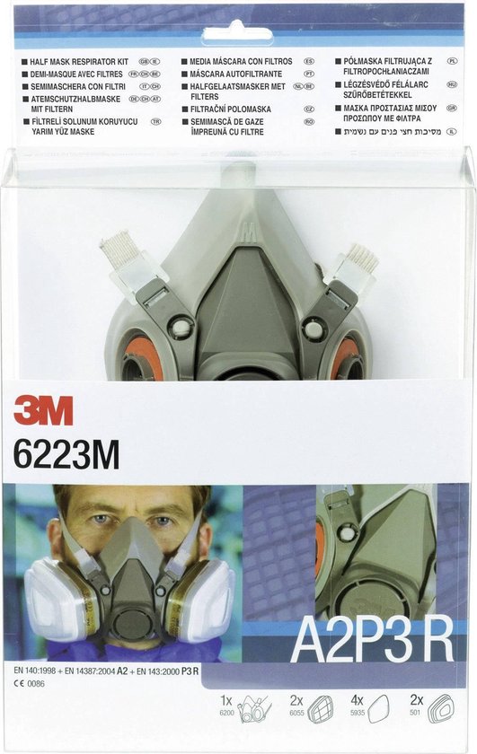 3M Halfgelaatsmasker-Set A2P3 R - Gas- en rookmasker - 6223 | bol