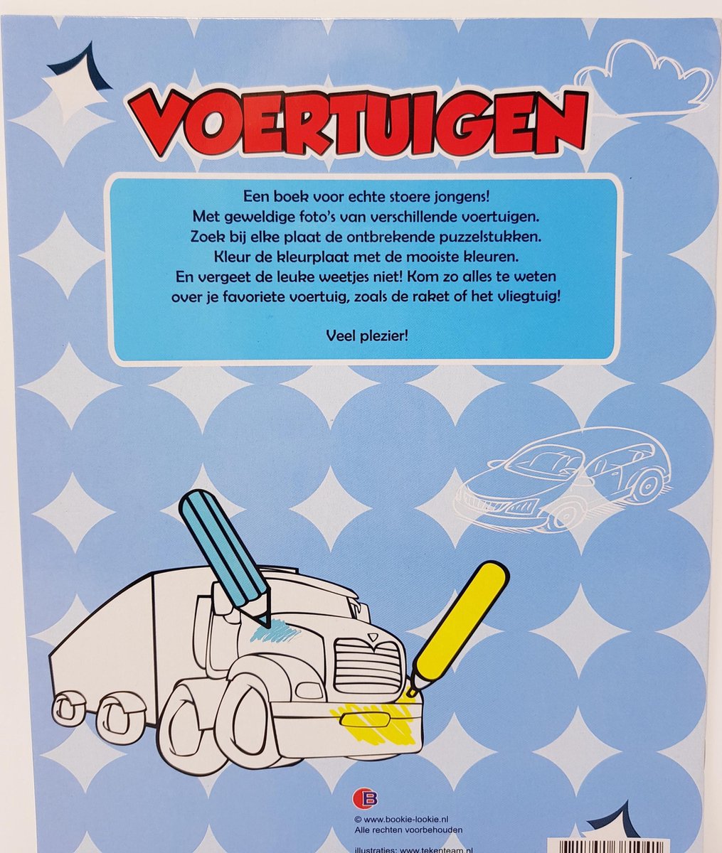 VOERTUIGEN BOEK - PUZZEL KLEUR STICKER BOEK | bol.com