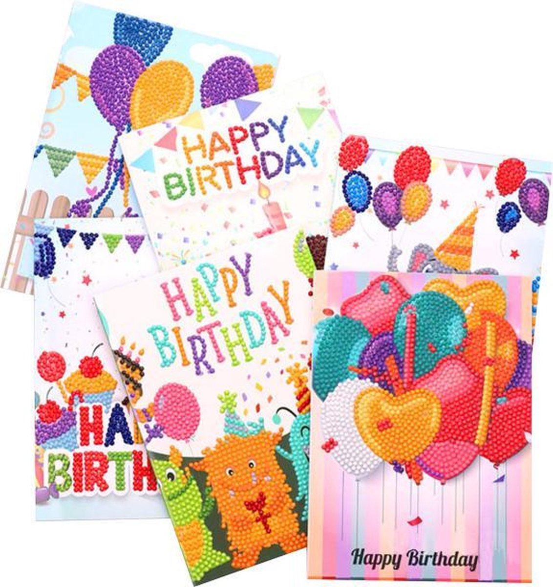 Diamond Painting Verjaardagskaarten 6 stuks 26X18 CM - Wenskaarten ...