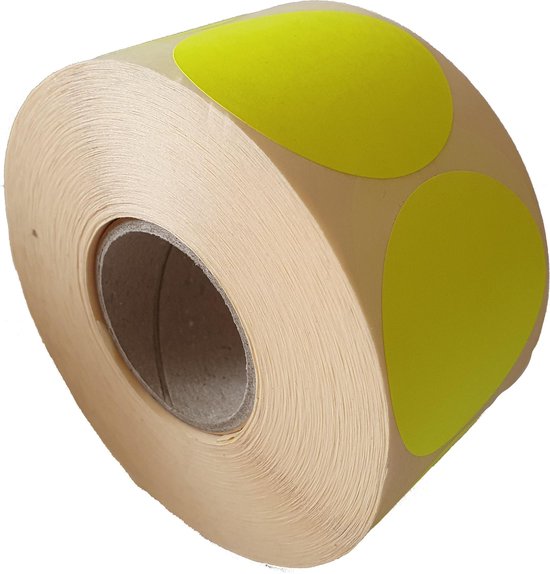 Blanco etiketten op rol - 50 mm rond - geel radiant | bol