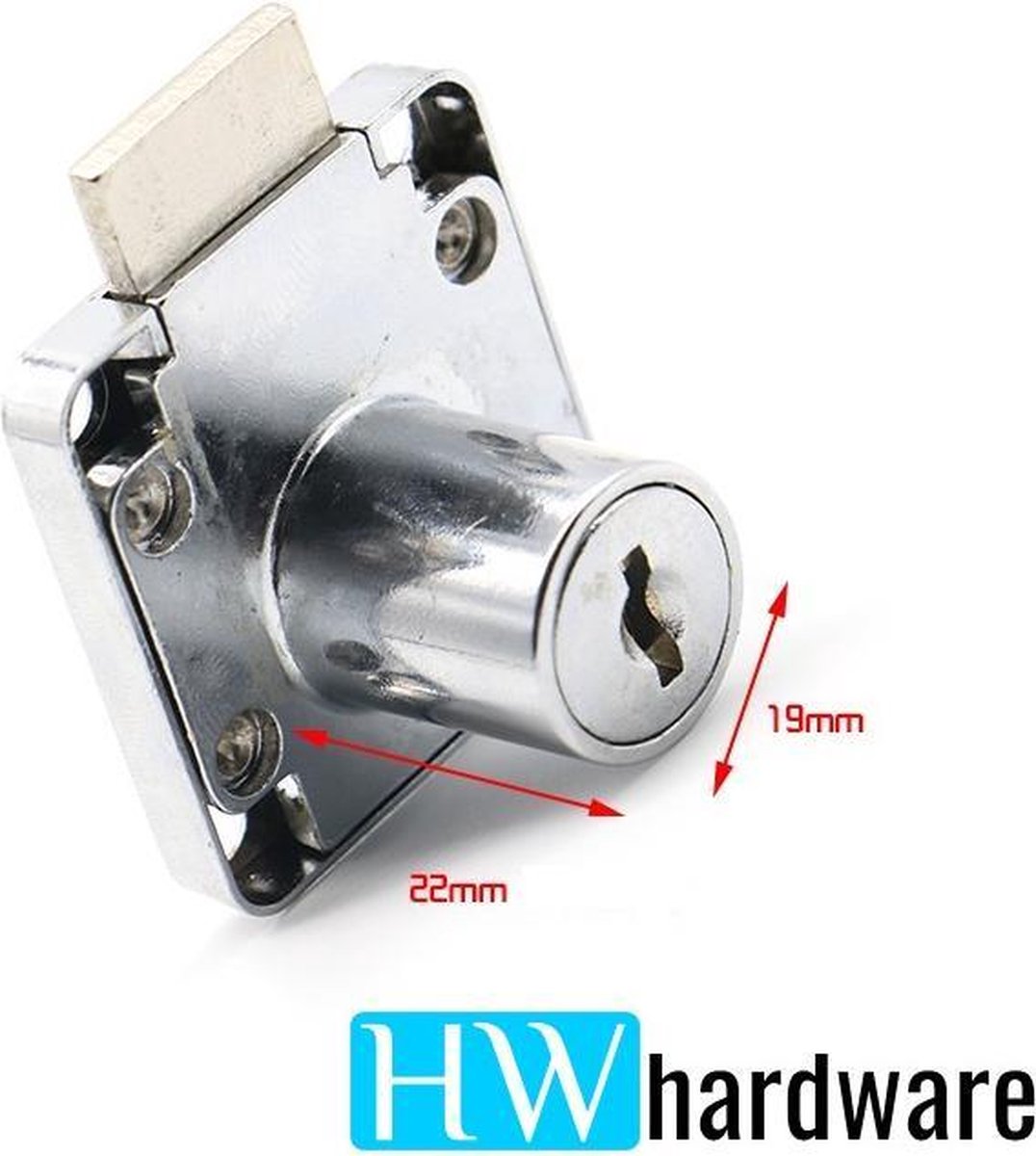 Meubelslot voor deuren, lades en kasten met 2 sleutels - 40x40mm - 22mm ...