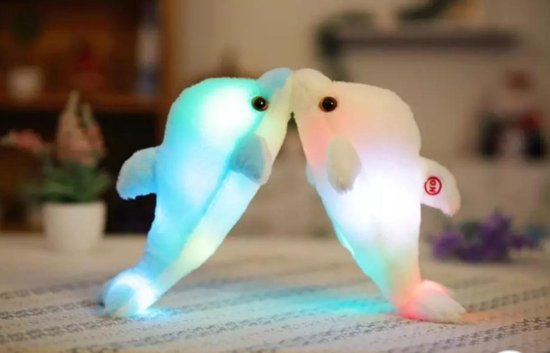 Knuffel met licht - Blauwe dolfijn - 45 centimeter lang - Pluchen dier ...