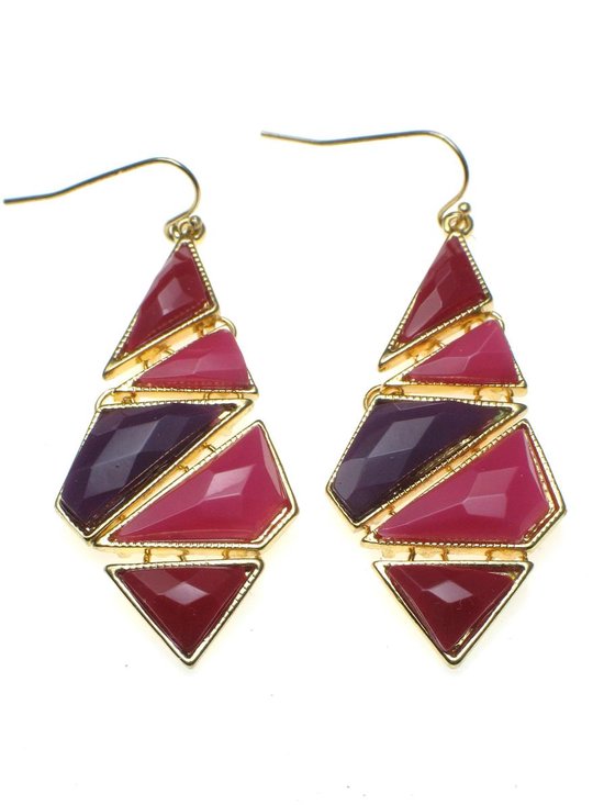 Oorbellen met rode en paarse stenen in een ruitvorm | bol.com