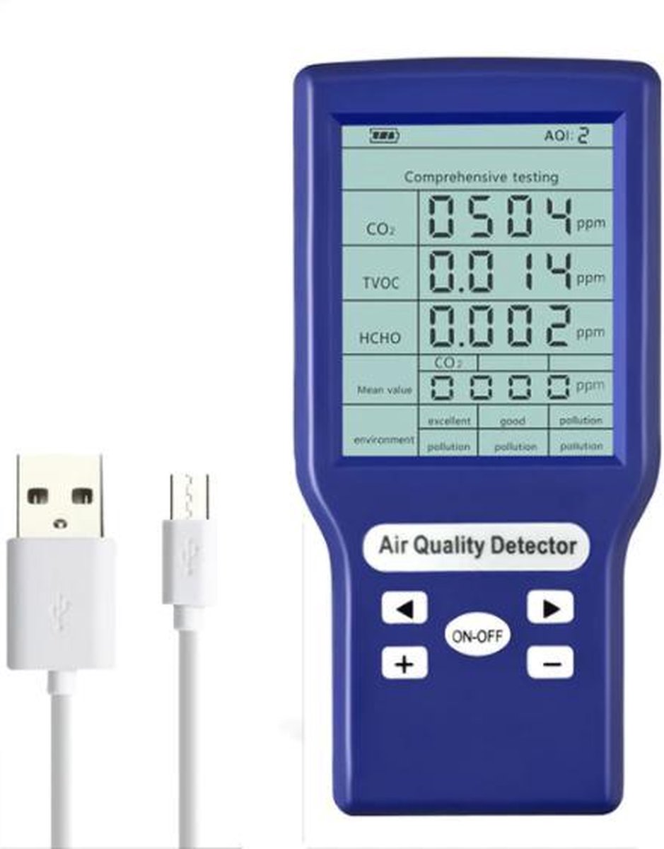 Co2 Meter - Luchtkwaliteit meter - Melder - Binnen - Monitor - Fijnstof ...