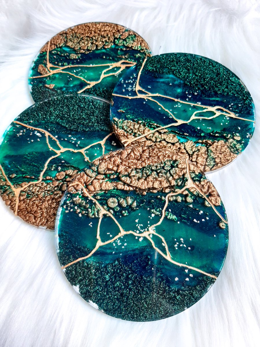 Luxe Epoxy Onderzetters Kintsugi Stijl - set van 4 - Cadeau Tip | bol.com