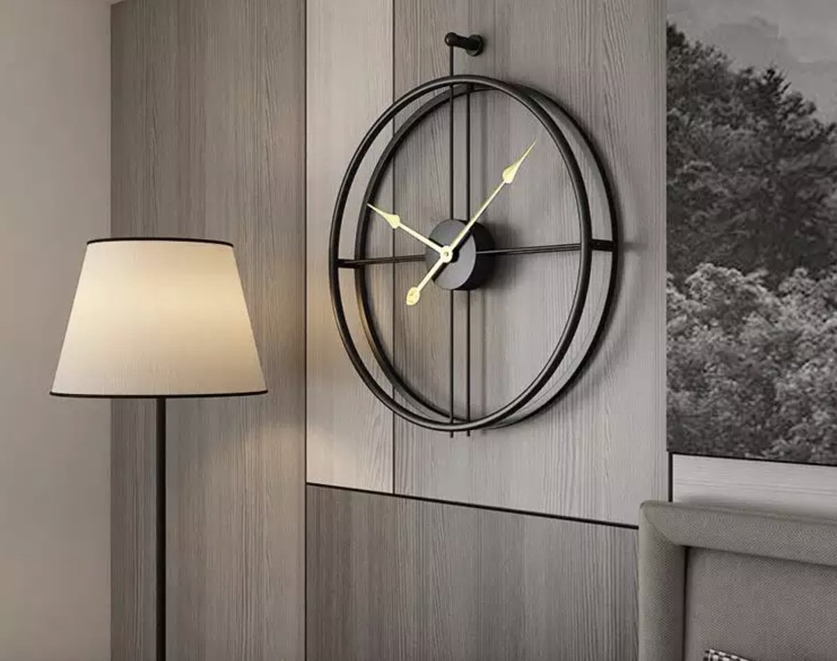 Luxaliving Moderne Klok Zwart - Wandklok Zwart Metaal zonder cijfers of ...