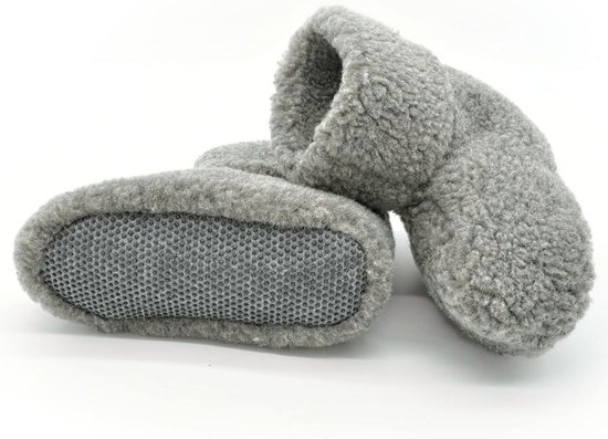 Merino wollen sloffen - Dames / Heren - antislip - maat 43/44 - Grijs ...