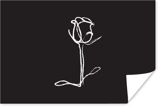 Poster Bloemen - Rozen - Line art - 120x80 cm | bol