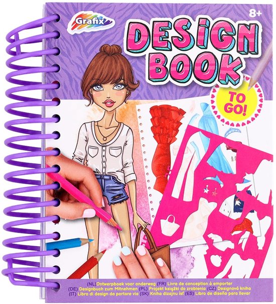 Fashion Design boek met potloden en 3 sjablonen Handig klein formaat 15 ...