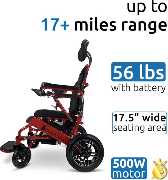 COMFYGO Elektrische Rolstoel Lichtgewicht Opvouwbaar , verstelbare ...