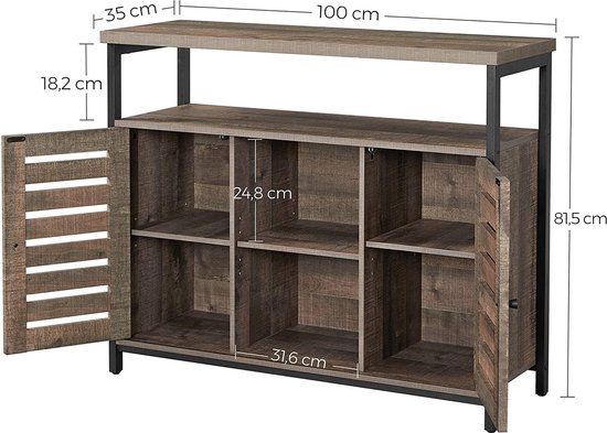 FURNIBELLA - Dressoir, zijkast, keukenkastje met open rekken, gangkast ...