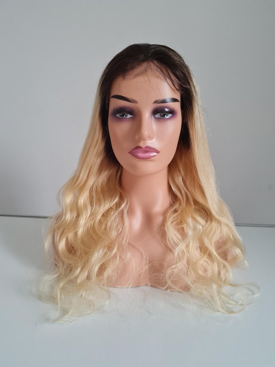 Braziliaanse Remy pruik 22 inch -1B/613 kleuren golf echt haar ...