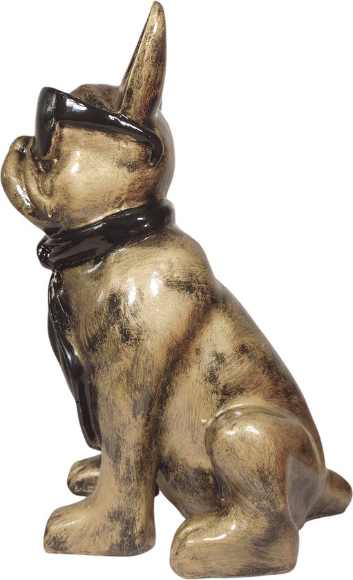 Franse bulldog - Hond - Beeld - Decoratie - Met bril - goud | bol.com