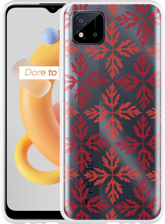 Realme C11 2021 Hoesje Red Leaves Pattern - Designed by Cazy | bol.com