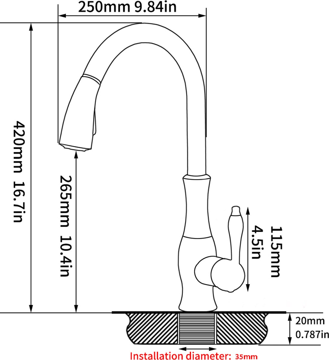 Keukenkraan met uittrekbare sproeikop CHROOM Pacifico OMNITAIR | bol.com