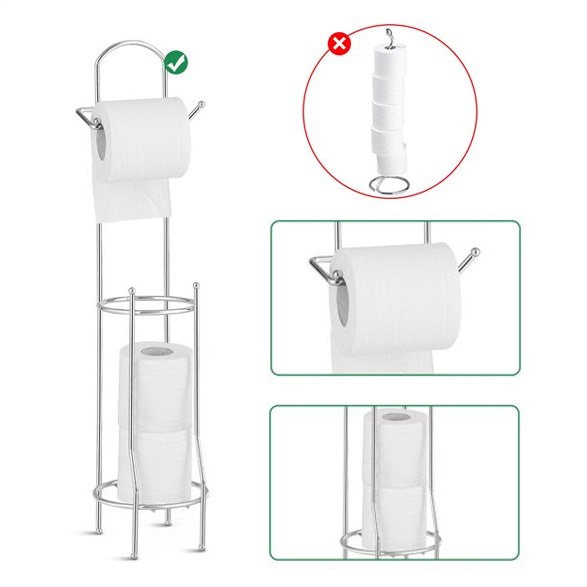 Wc Rolhouder Staand – Plek voor 4 Rollen – Reserverolhouder – Wit | bol.com