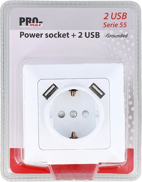 Stopcontact met USB - 2 stuks geleverd - Inbouw stopcontact ...