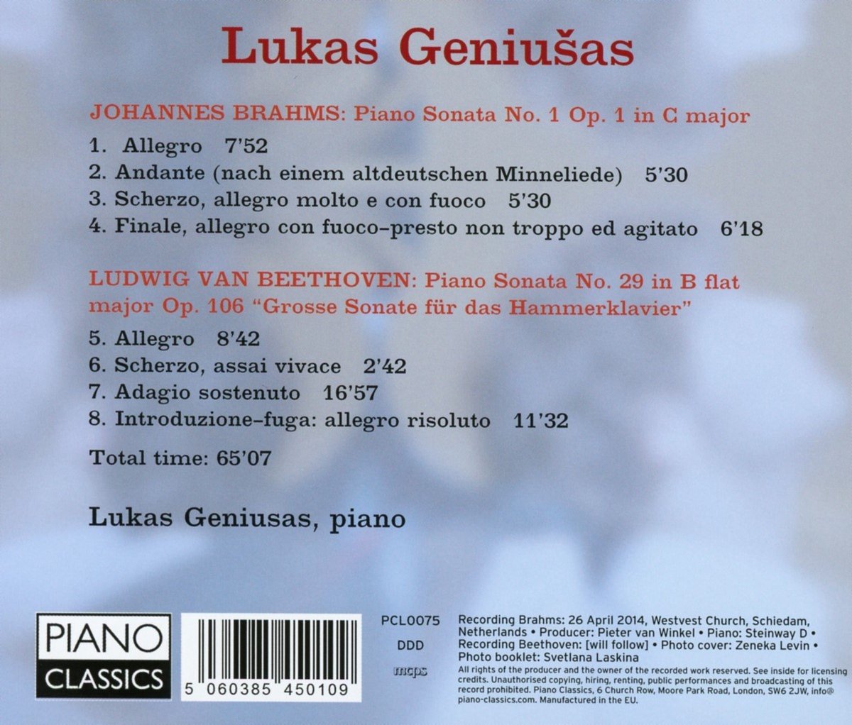 Lukas Geniušas - Brahms/Beethoven: Piano Sonata Op.1/ Hammerklavier Sonata (CD), Lukas... | bol.com