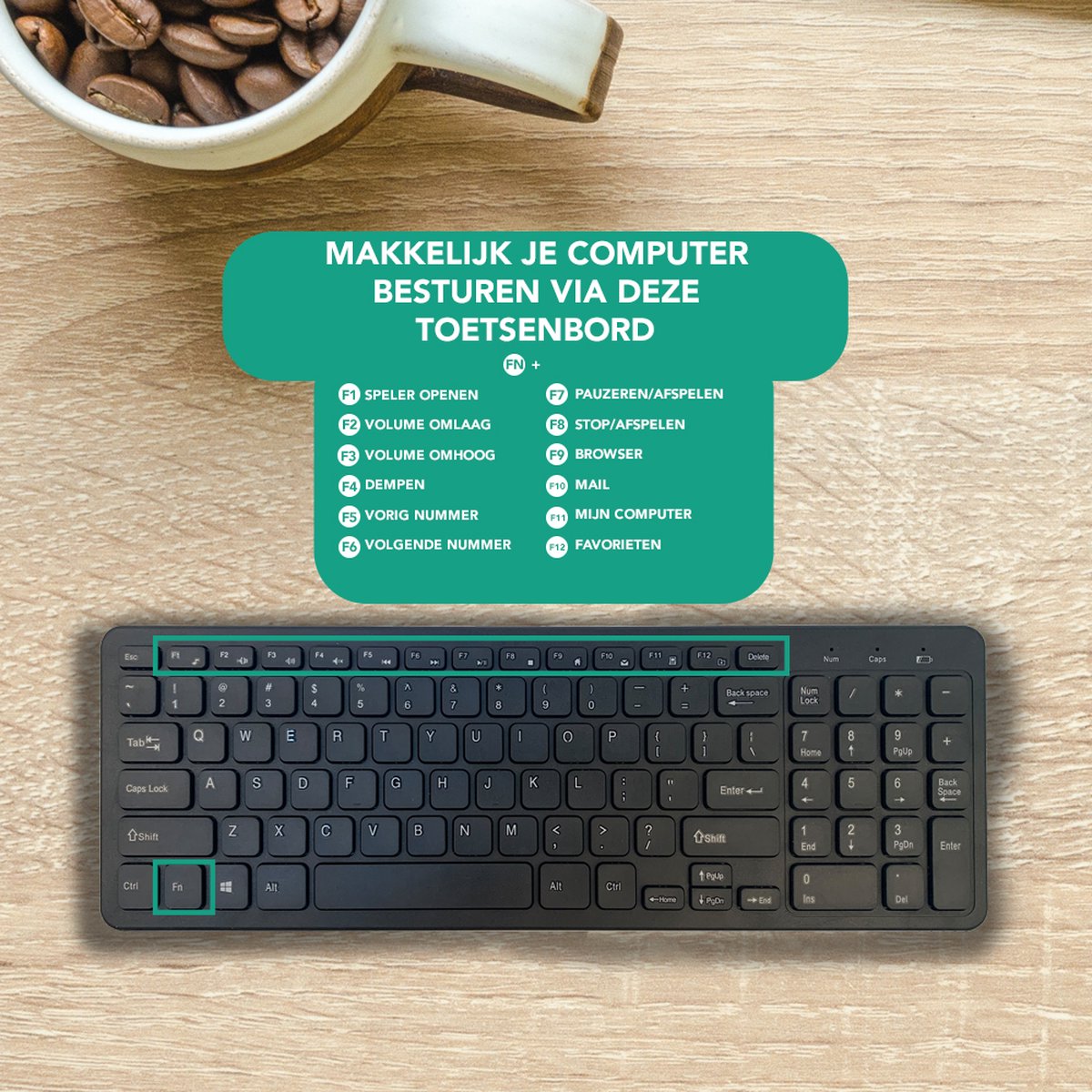 Draadloos Toetsenbord met Muis Set - Soft Touch Toetsen - Qwerty | bol