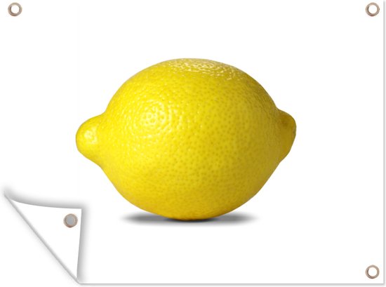 Muurdecoratie buiten zijaanzicht van een fel gele citroen - 160x120 cm ...