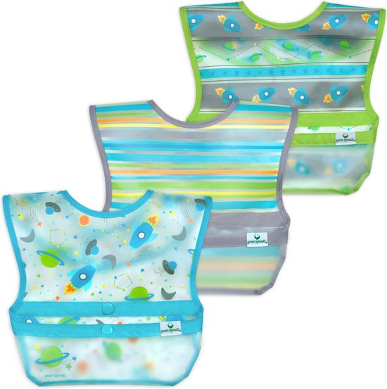 green sprouts® Afwasbare slabben met opvangbakje (3 stuks) - Aqua ...
