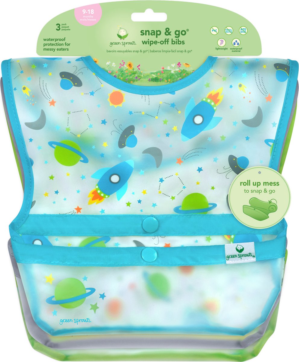 green sprouts® Afwasbare slabben met opvangbakje (3 stuks) - Aqua ...