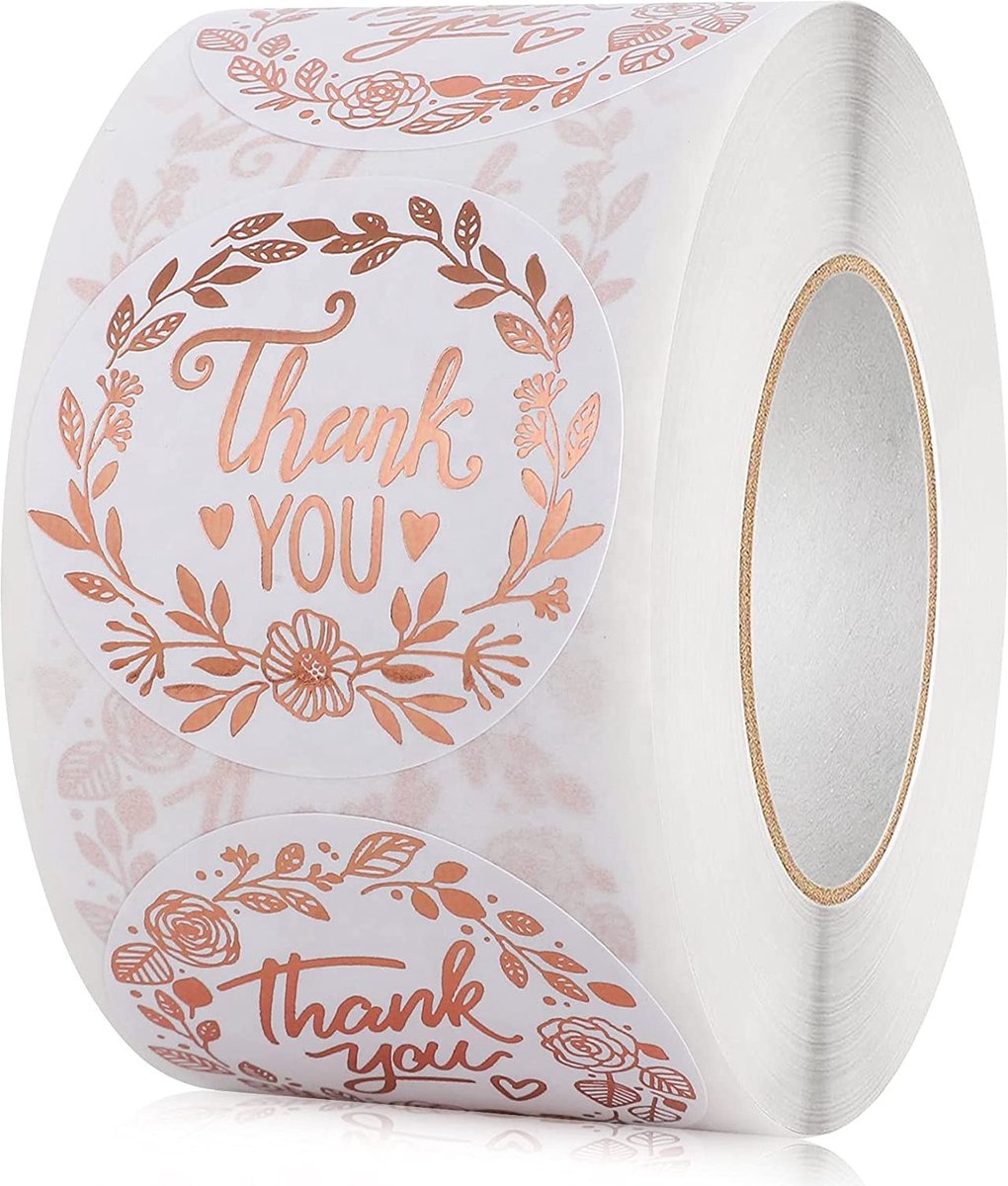 Thank You stickers 500 stuks! XL - Rose Gold - Sluitstickers - Sluitzegel - Bedankt -... | bol.com