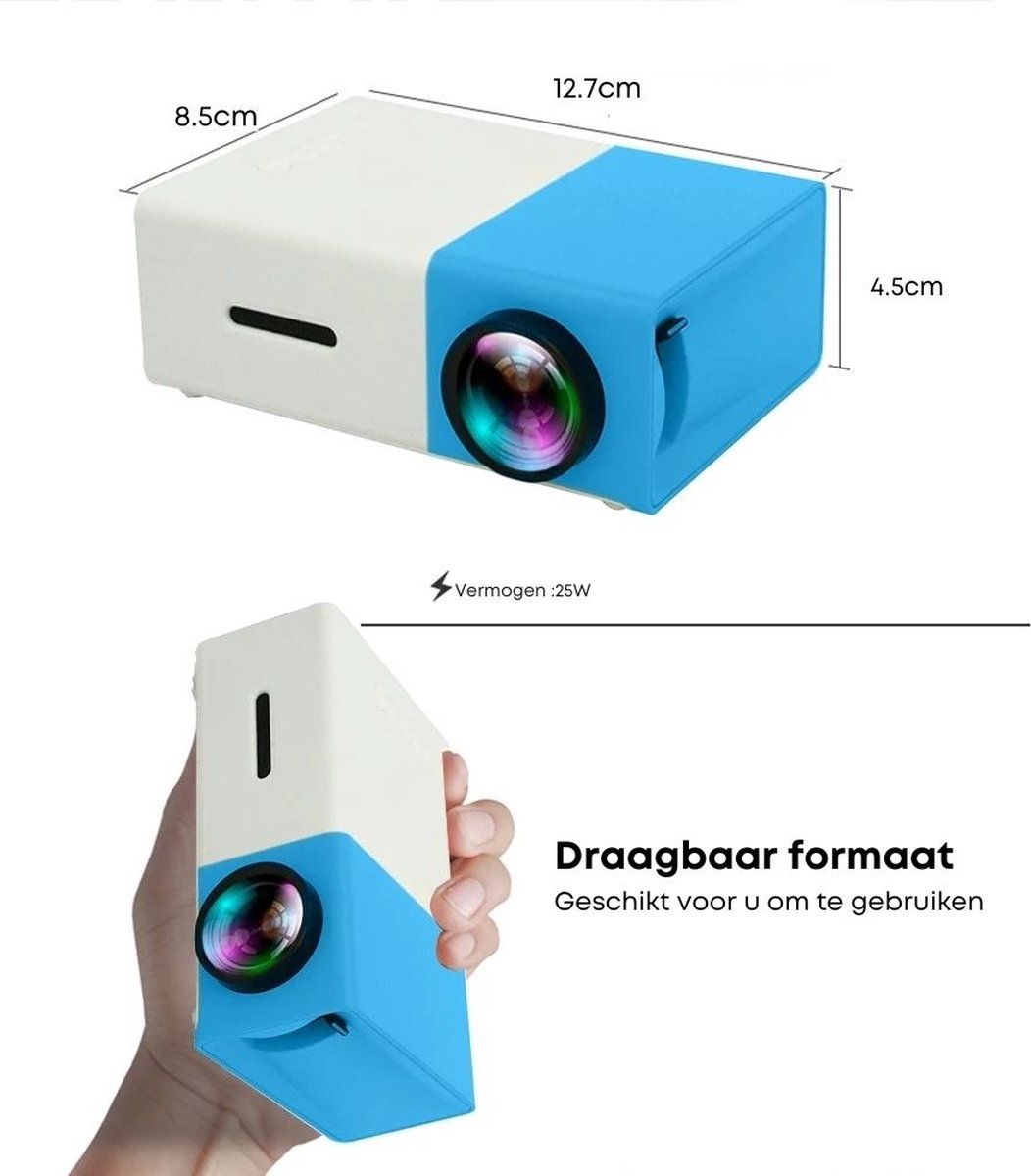 Homezie Mini beamer | Tot 60-inch projectie grootte | Full HD 1080p ...