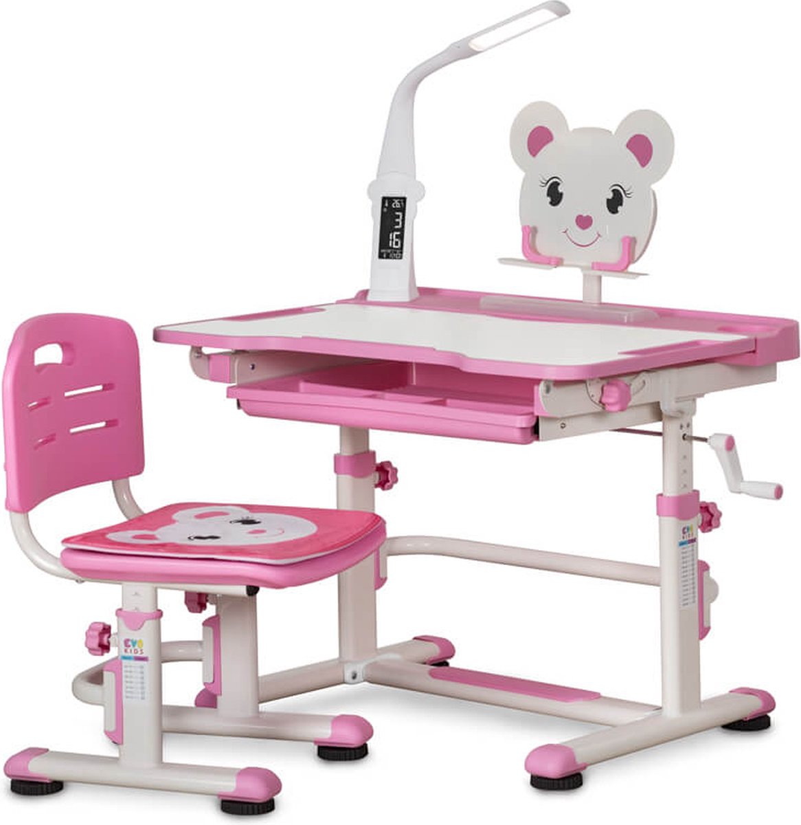 Mealux XL Teddy - Kinderbureau met bureaustoel – Kindertafel met stoel - Met lamp -... | bol.com