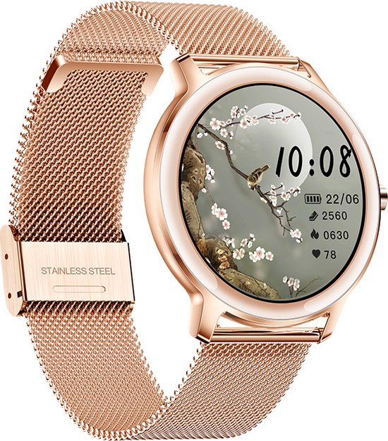 Belesy® VENUS - Smartwatch Dames Rose goud - Horloge - 1.1 inch ...