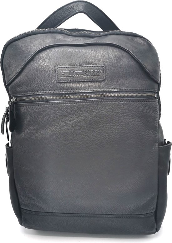HillBurry Laptop Rugzak - Kwaliteitsleer Zwart - 15" laptop formaat ...