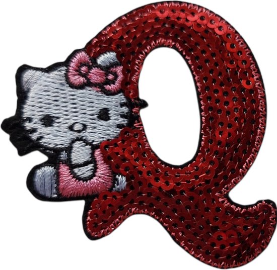 Strijk Embleem Alfabet Patch - Letter Q - Hello Kitty Pailletten - 6cm ...
