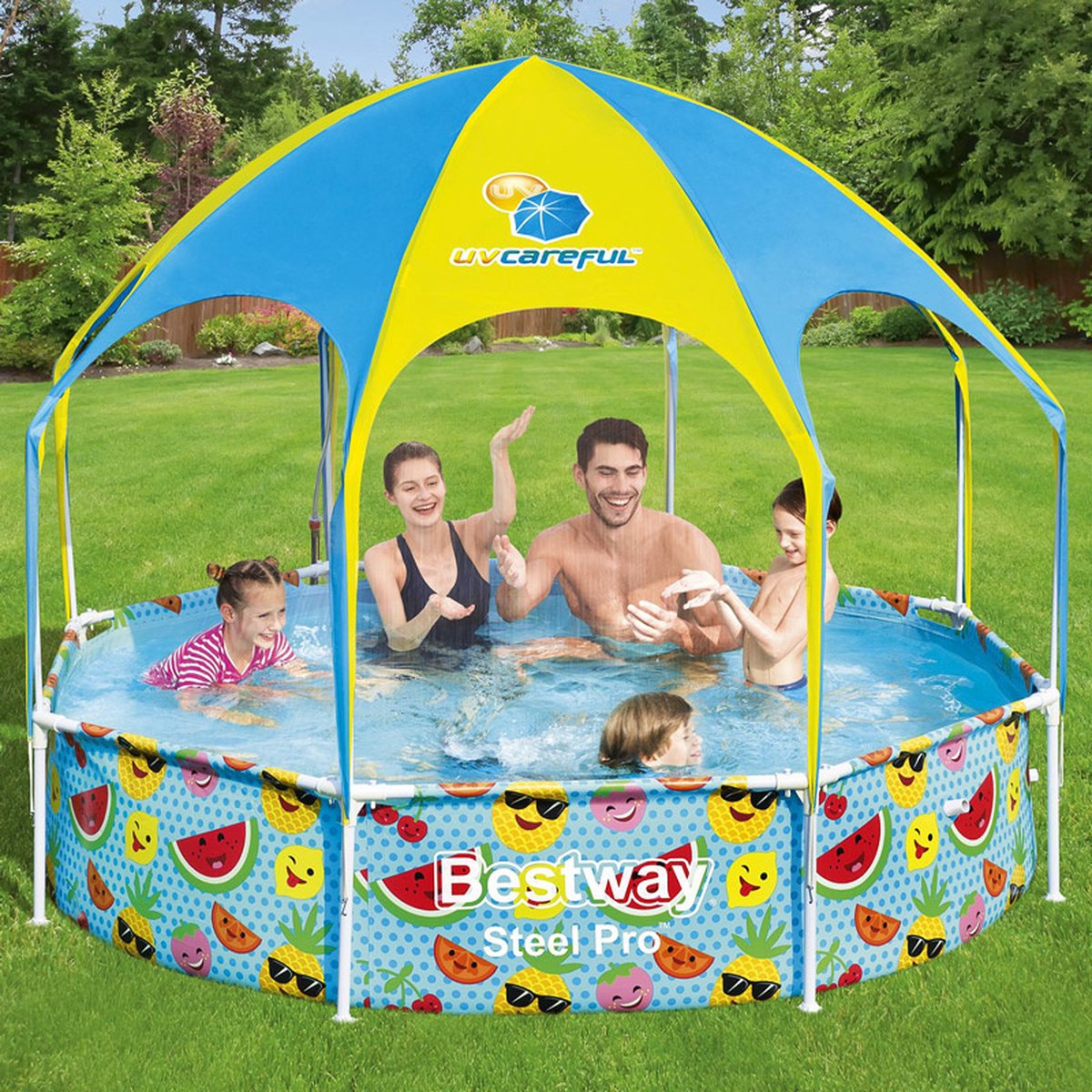 Piscine avec parasol - Bestway - ma première piscine à cadre - 244cm ...