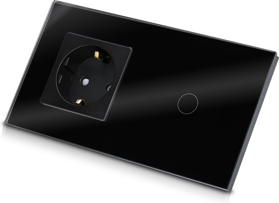 Navaris touch lichtschakelaar met stopcontact - Lichtknop met haptic ...