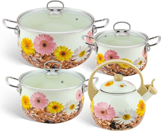 Edënbërg Enamel Line - 7 -delige Luxe Emaille Pannenset | bol.com