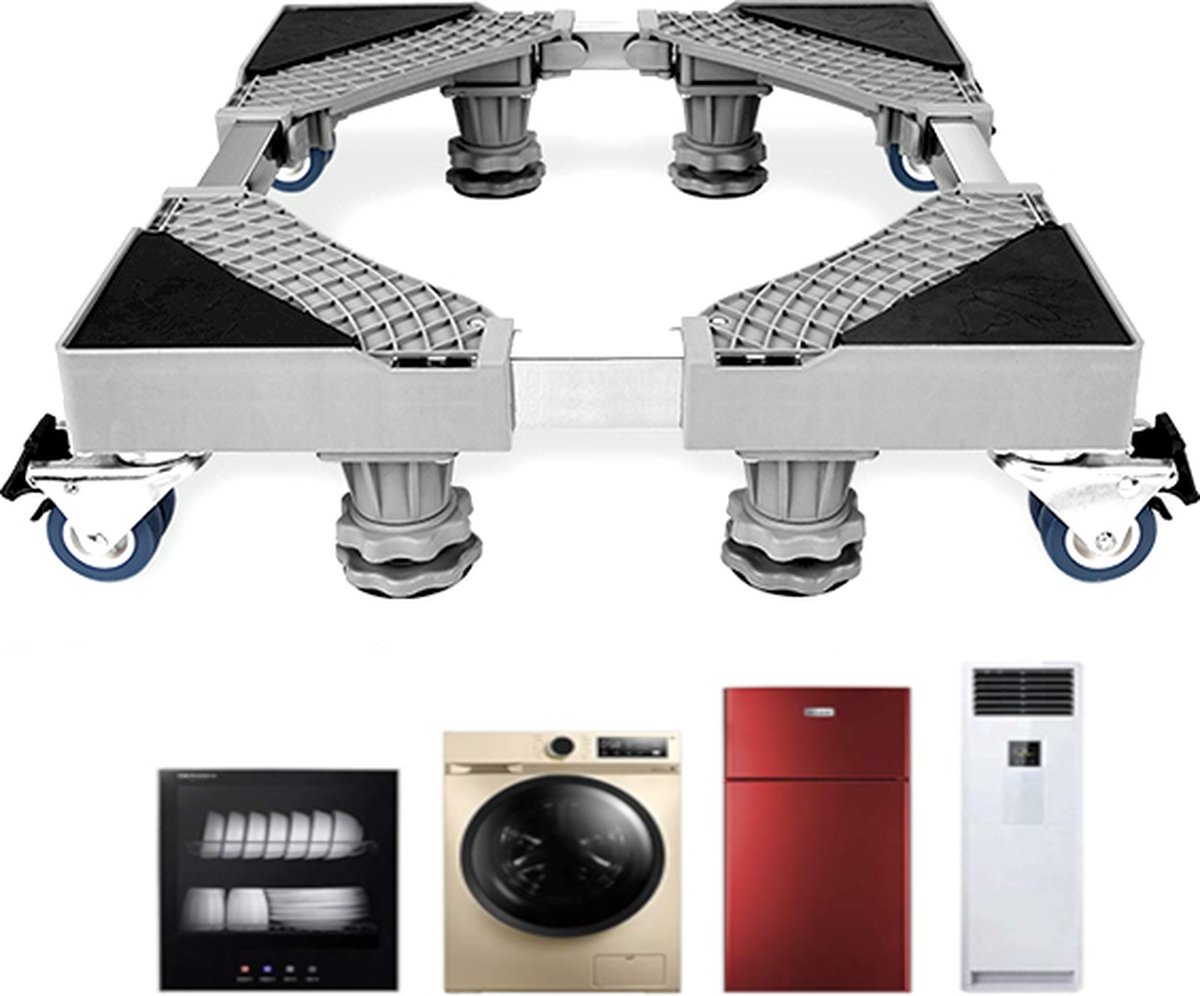 Verstelbare wasmachine verhoger | Grijs met wieltjes | 10 tot 15 cm ...