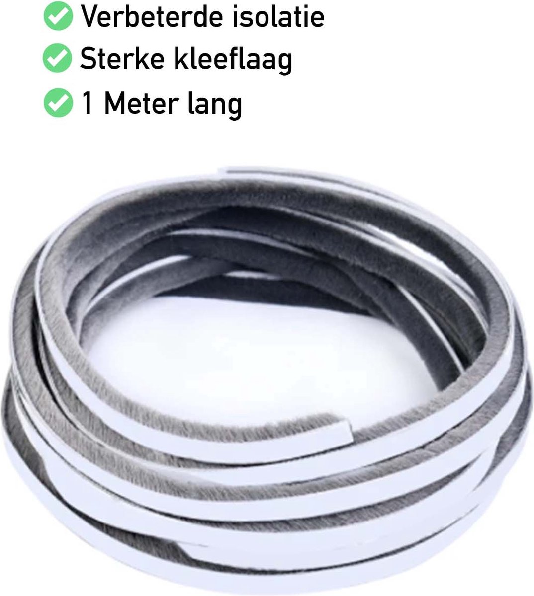 Zelfklevende tochtstrip - 1 Meter - 9mm breed - Tochtstrip met borstel ...