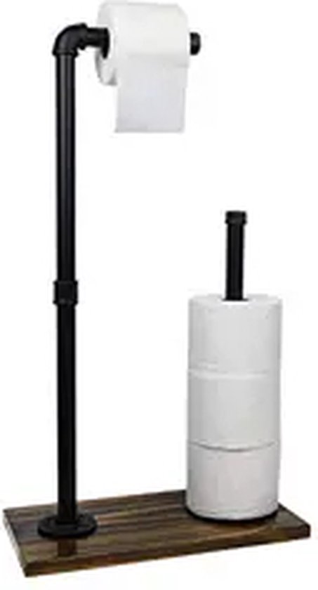 Buxibo - Industriële Stijl Toiletrolhouder - WC Rolhouder - RVS Zwart ...