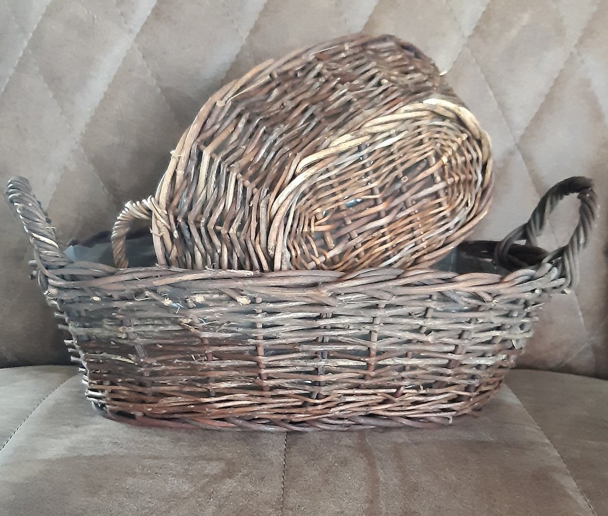 Rieten mandjes set van 2, voor plantjes en bloembollen | bol.com