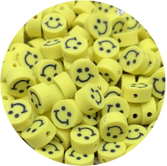 30 stuks kralen 10mm smiley geel | bol