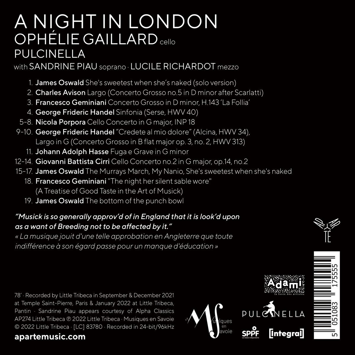 Ophélie Gaillard, Pulcinella Orchestra - A Night In London (CD), Lucile ...